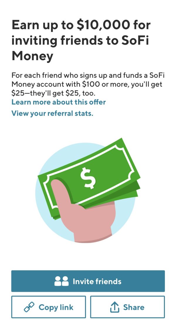 SoFi Money Account - Referral Bonus $25 - Basic Travel Couple